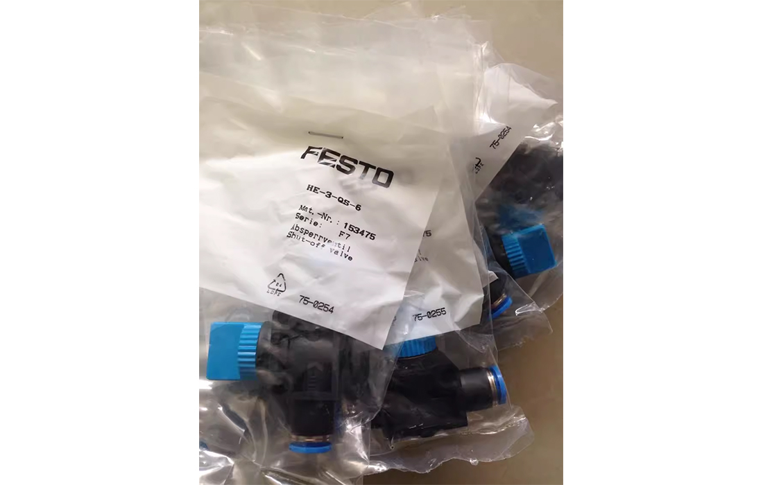 FESTO Shut-Off Valve HE-3-QS-6 153475 Pneumatic Manual Control Valve